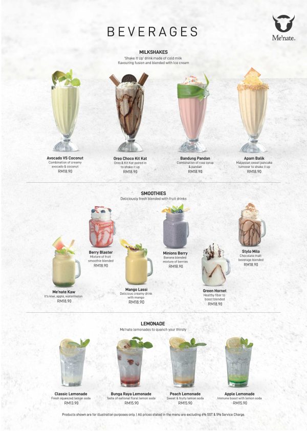 Beverages Menu – Me'nate